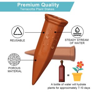 FAMILy Plant Watering Stakes 10Pcs Automatic Plant Waterers for Vacations Plant Watering Devices Terracotta Self Waterinq Spikes for Wine Bottles Great for Indoor & Outdoor Plants