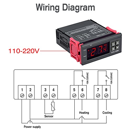 COVVY STC-1000 Digital Temperature Controller Centigrade Thermostat AC 110-220V Heating Cooling Controller /w 3ft NTC Sensor Probe