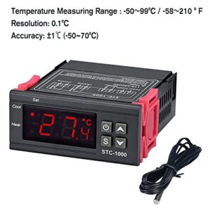 COVVY STC-1000 Digital Temperature Controller Centigrade Thermostat AC 110-220V Heating Cooling Controller /w 3ft NTC Sensor Probe