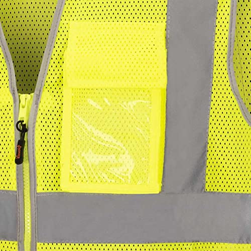 Pioneer Safety Vest for Men – Hi Vis Reflective Mesh Neon with 8 Pockets, Zipper Closure for Construction, Traffic, Security Work – Orange, Yellow/Green, V1025260U