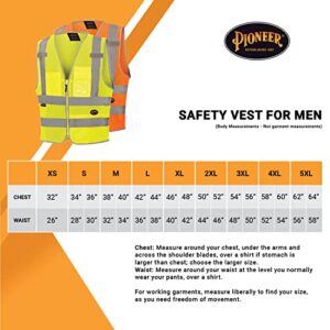 Pioneer Safety Vest for Men – Hi Vis Reflective Mesh Neon with 8 Pockets, Zipper Closure for Construction, Traffic, Security Work – Orange, Yellow/Green, V1025260U