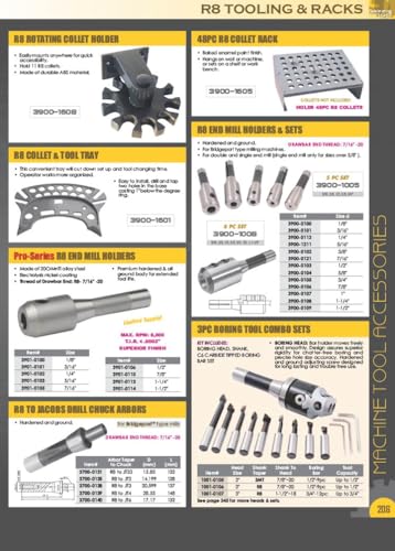 HHIP 4951-0008 11 Piece R8 Collet Set and 12 Piece Collet Rack