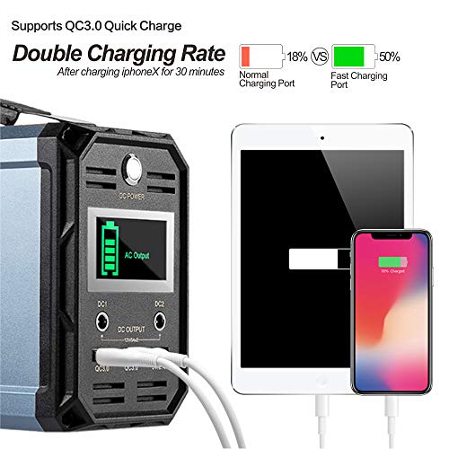 300W Solar Generator, FlashFish 60000mAh Portable Power Station Camping Potable Generator, CPAP Battery Recharged by Solar Panel/Wall Outlet/Car, 110V AC Out/DC 12V /QC USB Ports for CPAP Camp Travel