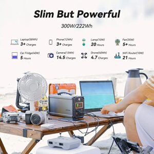 300W Solar Generator, FlashFish 60000mAh Portable Power Station Camping Potable Generator, CPAP Battery Recharged by Solar Panel/Wall Outlet/Car, 110V AC Out/DC 12V /QC USB Ports for CPAP Camp Travel