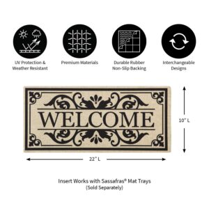 Evergreen Sassafras Welcome Interchangeable Entrance Doormat | Indoor and Outdoor | 22-inches x 10-inches | Non-Slip Backing | All-Season | Low Profile | Home Décor