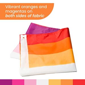 Sapphere Sunset Lesbian Pride Flag - Large 3x5FT, Double Sided Print, Waterproof, Sleeve and Metal Grommets, Vibrant Orange and Magenta Colors