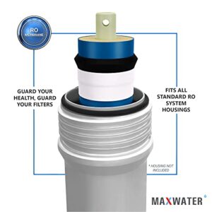 Max Water 50 GPD Membrane Reverse Osmosis Water Filter Replacement Universal RO Drinking Water System Fits Under Sink (1 pack)