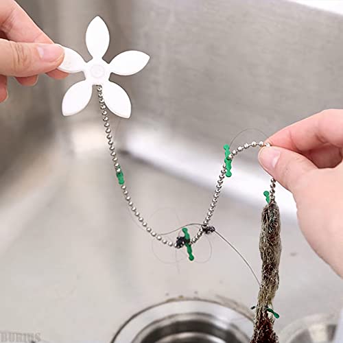 6Pcs Shower Hair Drain Catcher Shower - Disposable Hair Catcher Shower Drain Bathtub Drain Stopper Chain Flower Drain Protector Hook for Sink - Toilet Clog Remover Heavy Duty Drain Hair Catcher BURIUS