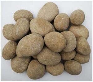 hmleaf 24 pcs ceramic pebbles for fire pits or fireplaces or stoves in khaki