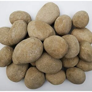 Hmleaf 24 PCS Ceramic Pebbles for Fire Pits or Fireplaces or Stoves in Khaki