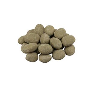 Hmleaf 24 PCS Ceramic Pebbles for Fire Pits or Fireplaces or Stoves in Khaki