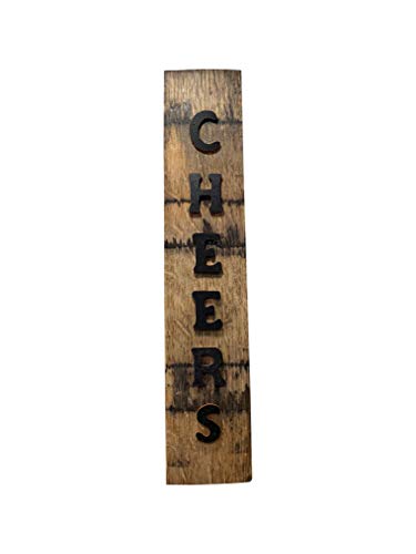 Reclaimed Bourbon Barrel Stave Cheers Sign - Décor for Home Bar