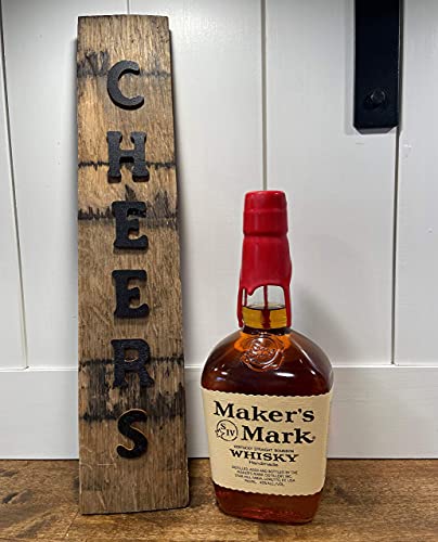 Reclaimed Bourbon Barrel Stave Cheers Sign - Décor for Home Bar