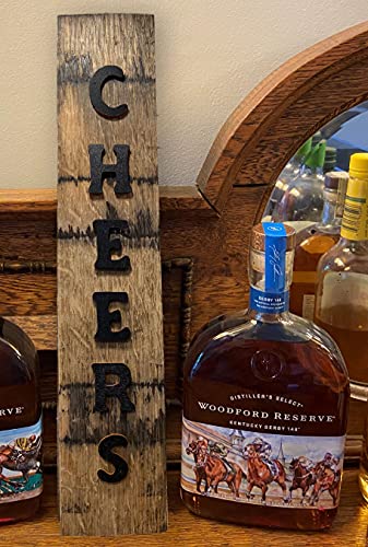 Reclaimed Bourbon Barrel Stave Cheers Sign - Décor for Home Bar