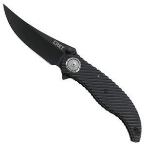 crkt clever girl folding pocket knife: heavy duty everyday carry, black blade, flipper open, deadbolt button lock, ikbs ball bearing pivot, g10 handle 2640