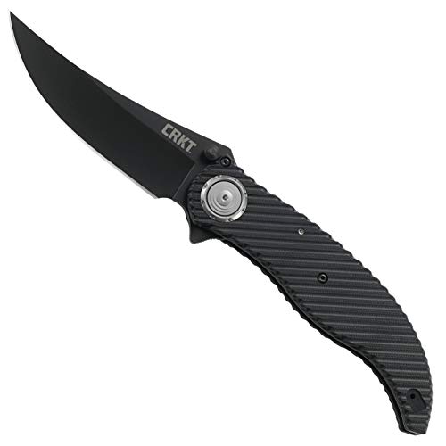 CRKT Clever Girl Folding Pocket Knife: Heavy Duty Everyday Carry, Black Blade, Flipper Open, Deadbolt Button Lock, IKBS Ball Bearing Pivot, G10 Handle 2640