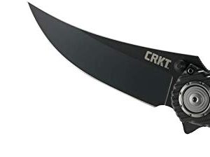 CRKT Clever Girl Folding Pocket Knife: Heavy Duty Everyday Carry, Black Blade, Flipper Open, Deadbolt Button Lock, IKBS Ball Bearing Pivot, G10 Handle 2640