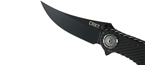 CRKT Clever Girl Folding Pocket Knife: Heavy Duty Everyday Carry, Black Blade, Flipper Open, Deadbolt Button Lock, IKBS Ball Bearing Pivot, G10 Handle 2640