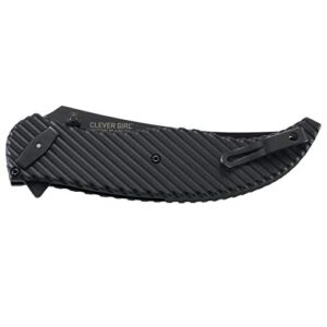 CRKT Clever Girl Folding Pocket Knife: Heavy Duty Everyday Carry, Black Blade, Flipper Open, Deadbolt Button Lock, IKBS Ball Bearing Pivot, G10 Handle 2640