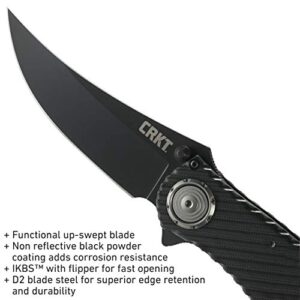 CRKT Clever Girl Folding Pocket Knife: Heavy Duty Everyday Carry, Black Blade, Flipper Open, Deadbolt Button Lock, IKBS Ball Bearing Pivot, G10 Handle 2640