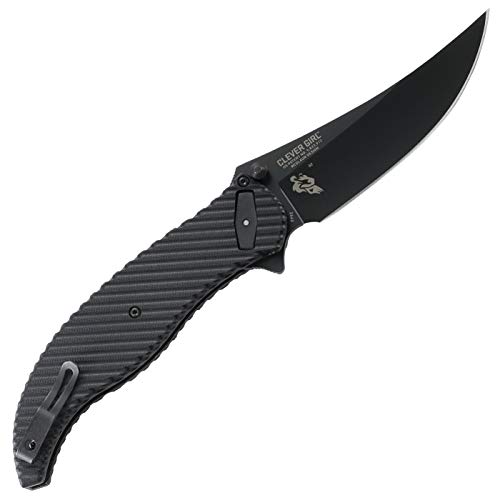 CRKT Clever Girl Folding Pocket Knife: Heavy Duty Everyday Carry, Black Blade, Flipper Open, Deadbolt Button Lock, IKBS Ball Bearing Pivot, G10 Handle 2640