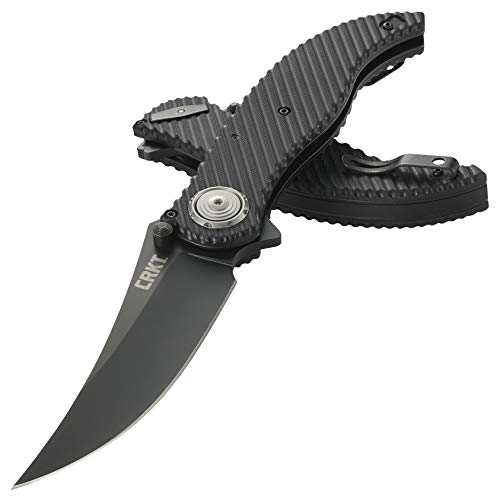 CRKT Clever Girl Folding Pocket Knife: Heavy Duty Everyday Carry, Black Blade, Flipper Open, Deadbolt Button Lock, IKBS Ball Bearing Pivot, G10 Handle 2640