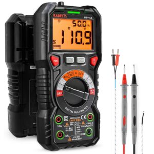 kaiweets digital multimeter trms 6000 counts voltmeter auto-ranging fast accurately measures voltage current amp resistance diodes continuity duty-cycle capacitance temperature for automotive