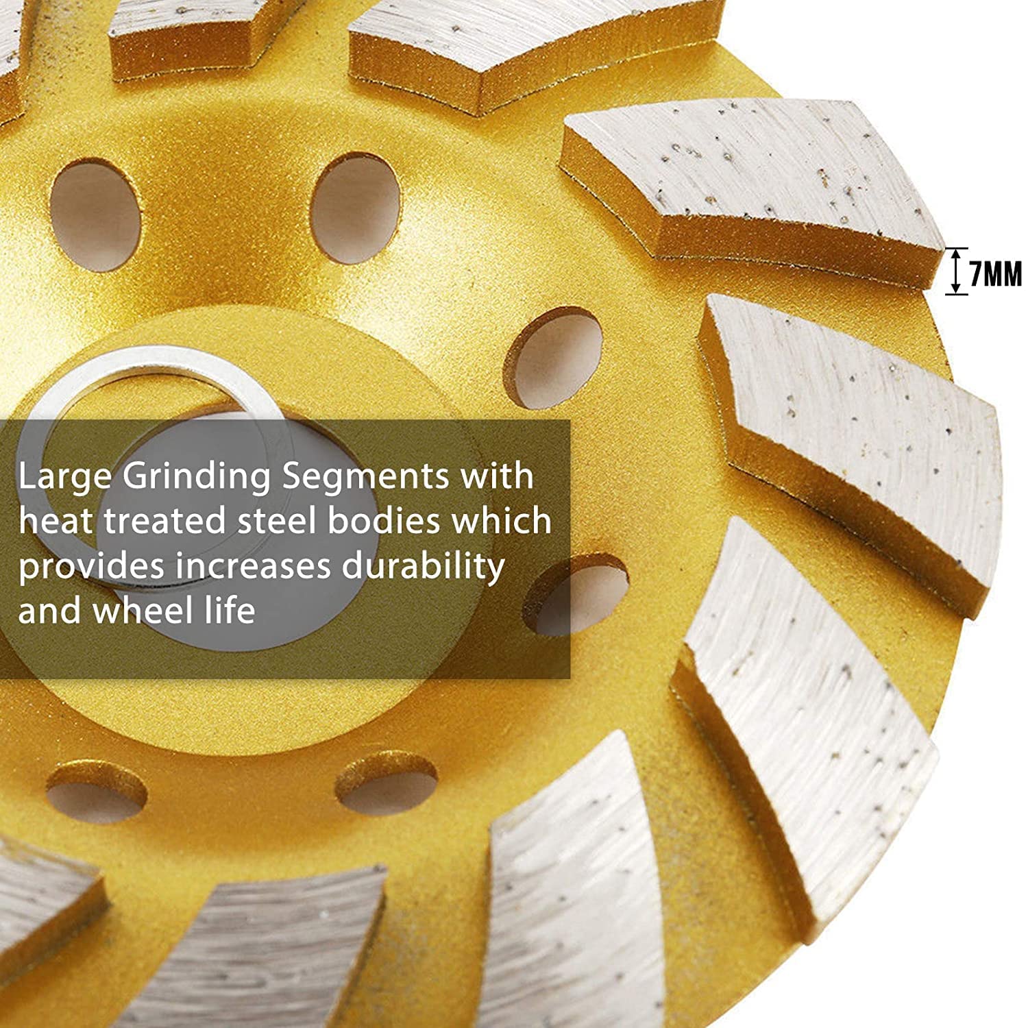 SUNJOYCO 4" Concrete Grinding Wheel, 4 inch 12-Segment Heavy Duty Turbo Row Diamond Cup Grinding Wheel Angle Grinder Disc for Granite Stone Marble Masonry Concrete