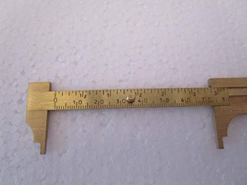 Mini Brass Pocket Ruler Handy Sliding Gauge Brass Vernier Caliper Ruler Measuring Tool Double Scales mm/inch : (80mm)