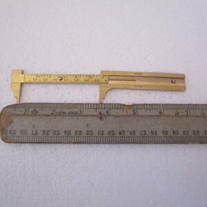 Mini Brass Pocket Ruler Handy Sliding Gauge Brass Vernier Caliper Ruler Measuring Tool Double Scales mm/inch : (80mm)