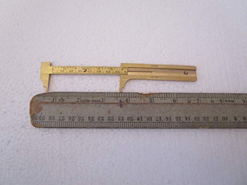 Mini Brass Pocket Ruler Handy Sliding Gauge Brass Vernier Caliper Ruler Measuring Tool Double Scales mm/inch : (80mm)