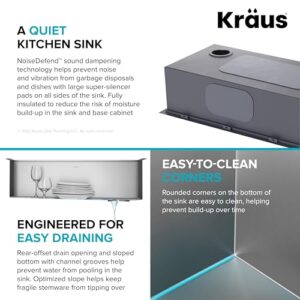 KRAUS KWT310-30 Kore Workstation 30-inch Drop-In 16 Gauge Single Bowl Stainless Steel Kitchen Sink with Integrated Ledge and Accessories (Pack of 5)