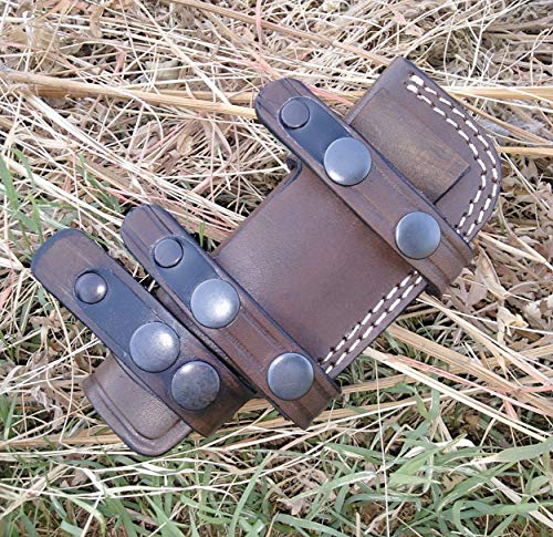 Ottoza Handmade Small Knife Sheath - Leather Knife Sheath LEFT HAND Bushcraft Knife Sheath - Hunting Knife Sheath - Survival Knife Sheath - Horizontal Carry Dark Brown TOP GRAIN LEATHER No:129