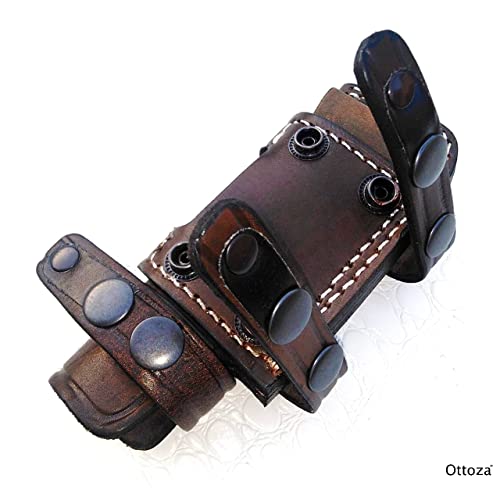 Ottoza Handmade Small Knife Sheath - Leather Knife Sheath LEFT HAND Bushcraft Knife Sheath - Hunting Knife Sheath - Survival Knife Sheath - Horizontal Carry Dark Brown TOP GRAIN LEATHER No:129