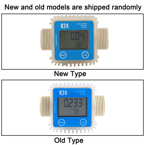 Flow Meter,Turbine Meter Water Flow Meter K24 LCD Turbine Digital Fuel Flow Meter Check Valve Widely Used for Chemicals Water