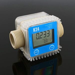 Flow Meter,Turbine Meter Water Flow Meter K24 LCD Turbine Digital Fuel Flow Meter Check Valve Widely Used for Chemicals Water