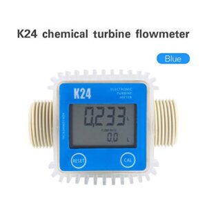 Flow Meter,Turbine Meter Water Flow Meter K24 LCD Turbine Digital Fuel Flow Meter Check Valve Widely Used for Chemicals Water