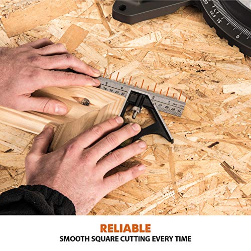 Evolution Power Tools R255SMS+ PLUS 10-Inch Sliding Miter Saw Plus Multi-Material Multi-Purpose Cutting Cuts Metal, Plastic, Wood & More 0˚ - 45˚ Bevel & 50˚ - 50˚ Miter Angles TCT Blade Included