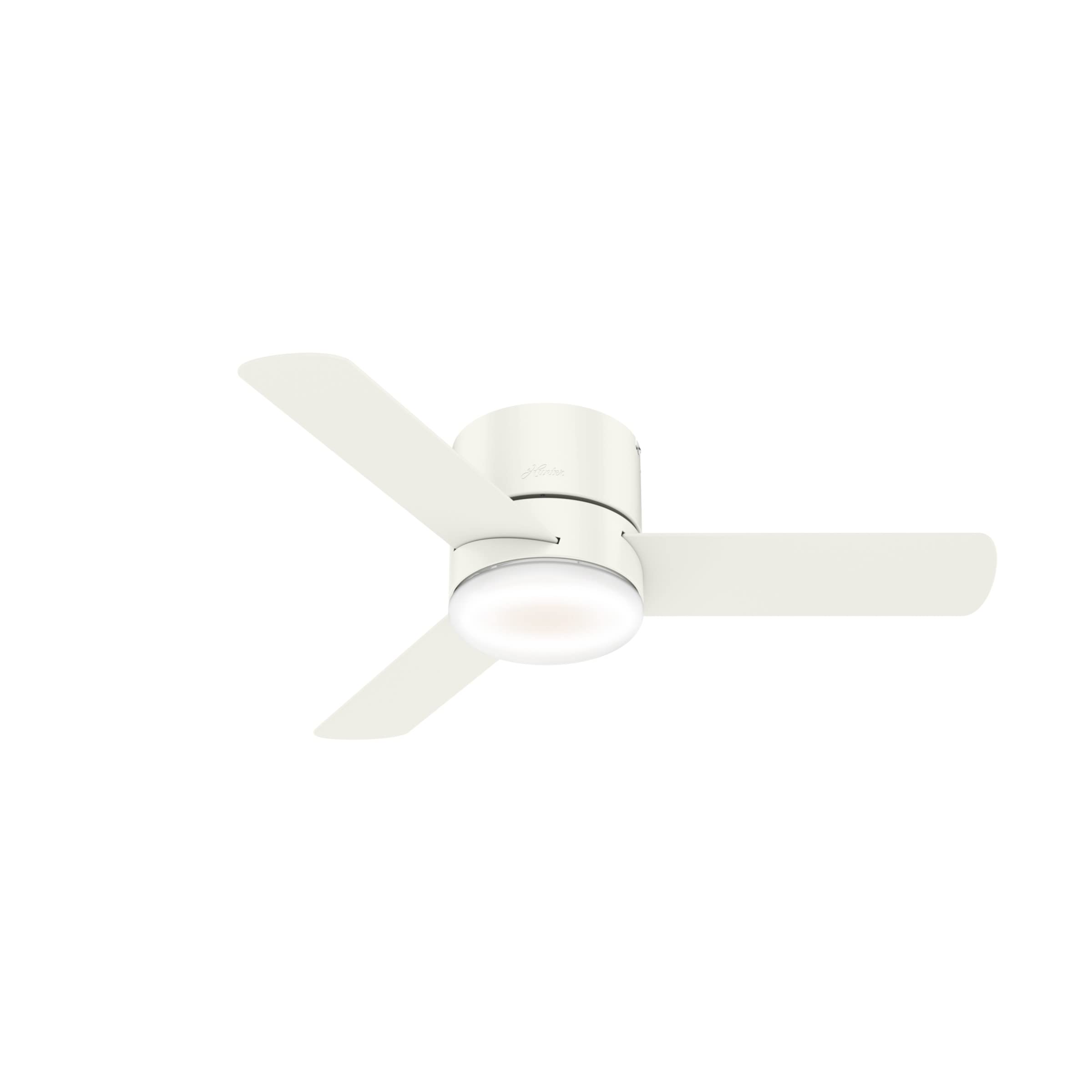 Hunter Fan Company 44" LED Kit 59452 Low Profile 44 Inch Ultra Quiet Minimus Ceiling Fan and Energy Efficient Light with Remote Control, Fresh White Finish