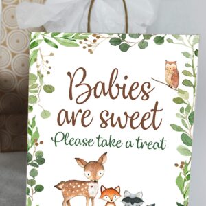 Set of 7 Woodland Baby shower signs, 5x7 and 8x10, woodland food, drinks, favors, welcome and guest book signs