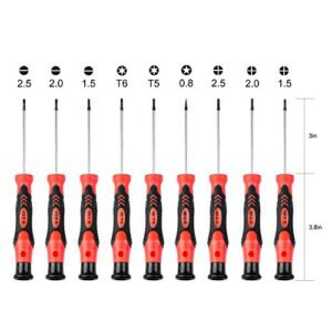 XOOL 9PCS Precision Screwdriver Set, Phillips, Flat, Torx and Pentalobe Screwdriver Set with Case for Phone, Computer, Laptop, Watch, Electronics, Jewelry, Eyeglass