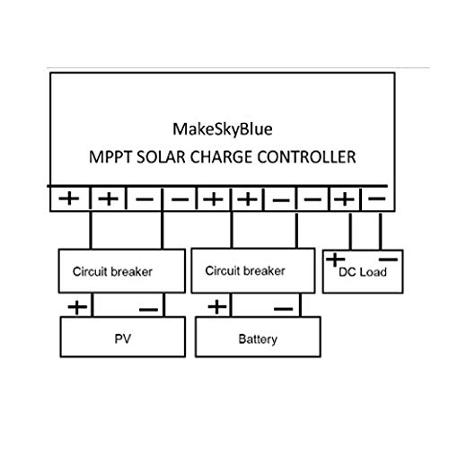 MakeSkyBlue 60A MPPT Charge Controller LCD Display Max Input 2800W Solar Panel for 48V System V119 Auto for 12V/24V/36V/48V Solar System (60A-V119)