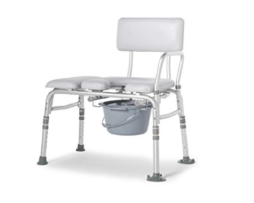 Lumex 3-in-1 Tub Transfer Bench & Shower Chair with Commode - Waterproof Padded Cushions - 7956KD-1