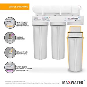 Max Water 10 inch x 2.5 inch, 5 Micron Replacement Sediment Water Filter Cartridge for Whole House, Melt Blown Filtration Fiber for Heavy Duty (Pack of 25)