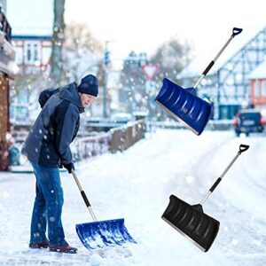 MTB Lightweight Snow Shovel Snow Pusher, Pack of 2 Sets, Blue, 52-in Long with Aluminum Handle and 22 inch x 10 inch Poly Blade