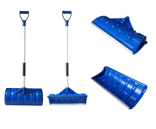 MTB Lightweight Snow Shovel Snow Pusher, Pack of 2 Sets, Blue, 52-in Long with Aluminum Handle and 22 inch x 10 inch Poly Blade