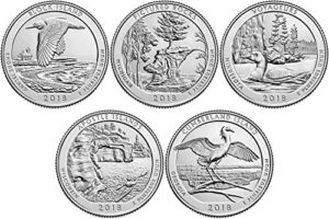 2018 d complete set of 5 national park quarters uncirculated