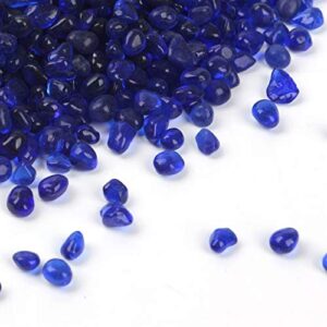 Reflective Tempered High Luster Fire Glass, Fire Pit Glass Gravel,Fire Glass Rocks Pebbles,Glass Beads Gems for Fish Tank Aquarium Garden Decoration 3-6mm 305g/10.75oz/0.67lb (Sapphire Blue)