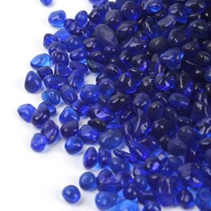 Reflective Tempered High Luster Fire Glass, Fire Pit Glass Gravel,Fire Glass Rocks Pebbles,Glass Beads Gems for Fish Tank Aquarium Garden Decoration 3-6mm 305g/10.75oz/0.67lb (Sapphire Blue)