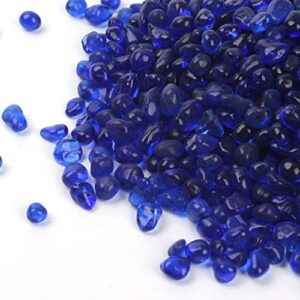 Reflective Tempered High Luster Fire Glass, Fire Pit Glass Gravel,Fire Glass Rocks Pebbles,Glass Beads Gems for Fish Tank Aquarium Garden Decoration 3-6mm 305g/10.75oz/0.67lb (Sapphire Blue)